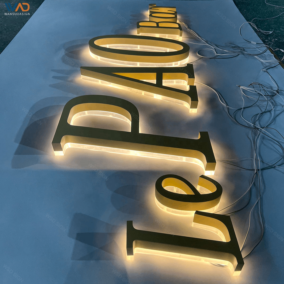 Wall Mounted LED Backlit Bar Signage 3D Floating Metal Letters for Home ...