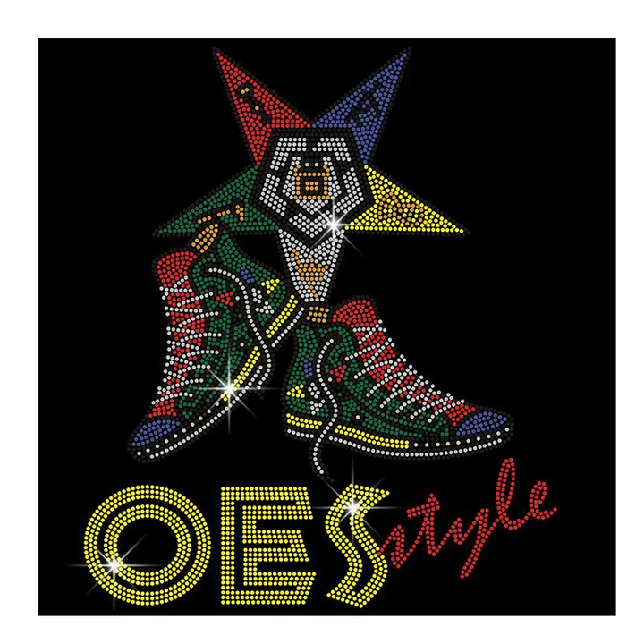 Custom Bling OES Eastern Star Tennis Shoes Rhinestone Transfer