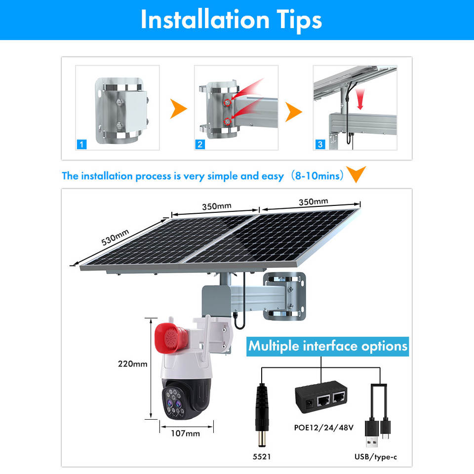 TecDeft 4MP Solar Camera 4G Sim Card Solar Power Outdoor CCTV Video ...