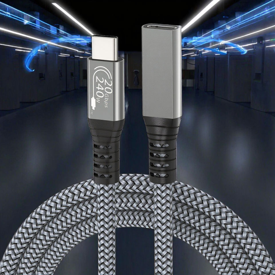 "20Gbps USB 3.2 Type C Braided Cable with PVC Jacket for Fast Charging ...