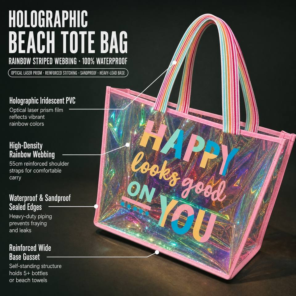 Clear PVC Beach Tote Bag Waterproof Jelly Shoulder Bag with Patent ...