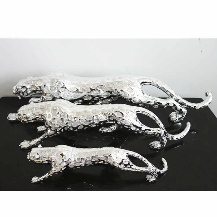 Large Gold Leopard Sculpture - Decorative Accents for Home