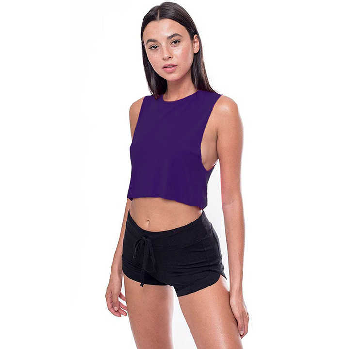 Customized Relaxed Fit Round Neck Bamboo Muscle Crop Top
