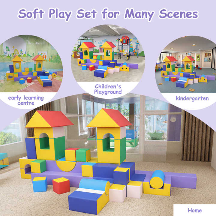 Kids Modular Soft Foam Play Tunnel Zone St Building Blocks Construction ...