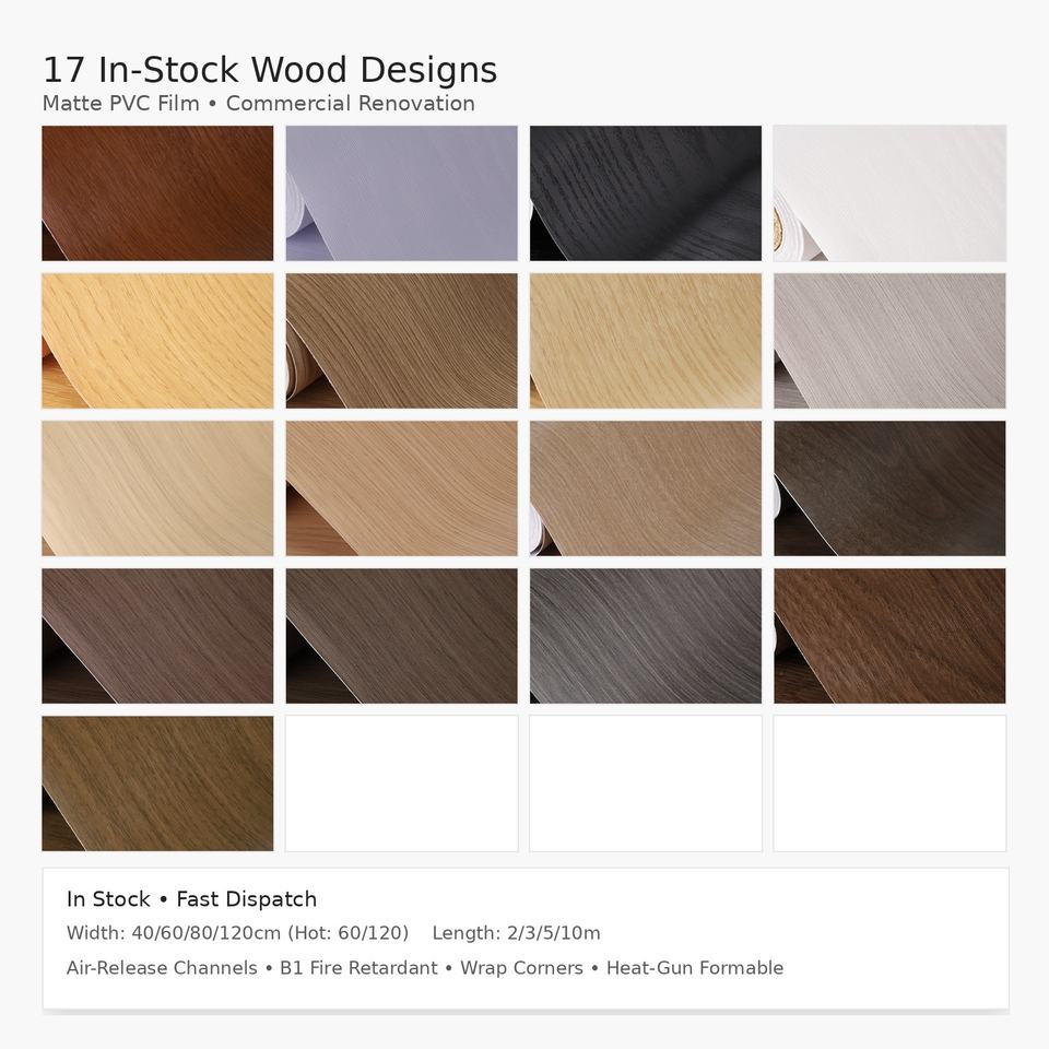 Peel & Stick PVC Wood Wall Panel for Office Reception Decor, Fire ...