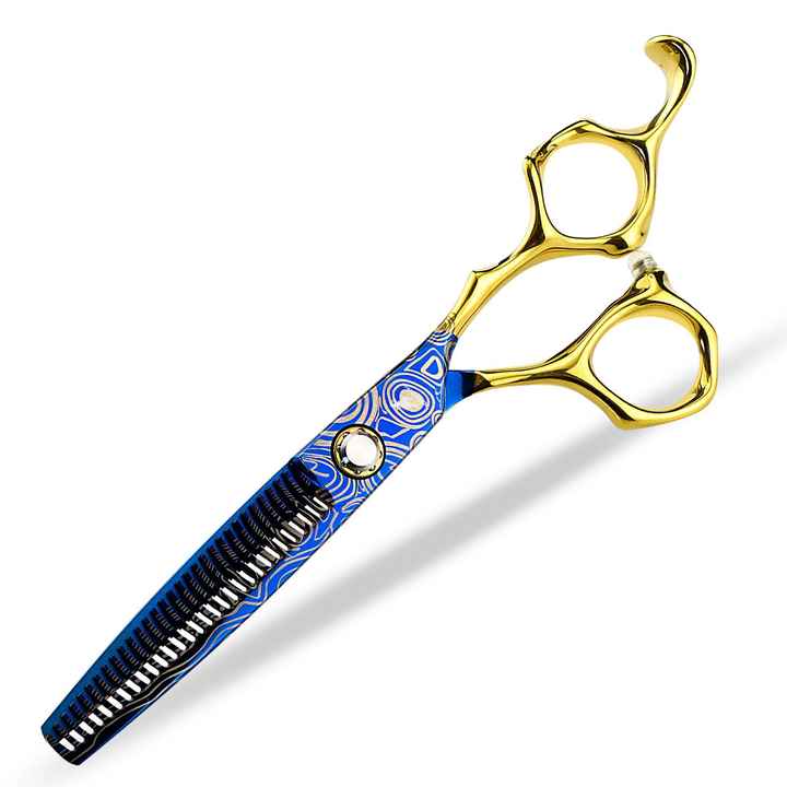 Stainless Steel Barber Hair Cutting Scissors - 6CR Damascus Pattern
