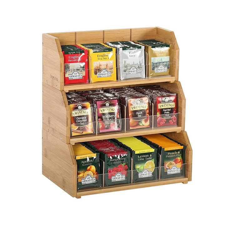 Stackable Bamboo Tea Bag Organizer - Perfect for Tea Lovers
