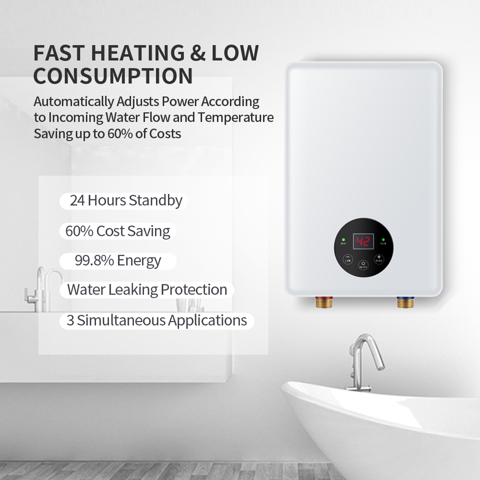 220V 4.5KW Smart Instant Water Heater Electric Temperature Display Hot ...