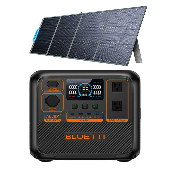 Bluetti EB70+PV120 Portable Solar Generator - 1000w Power