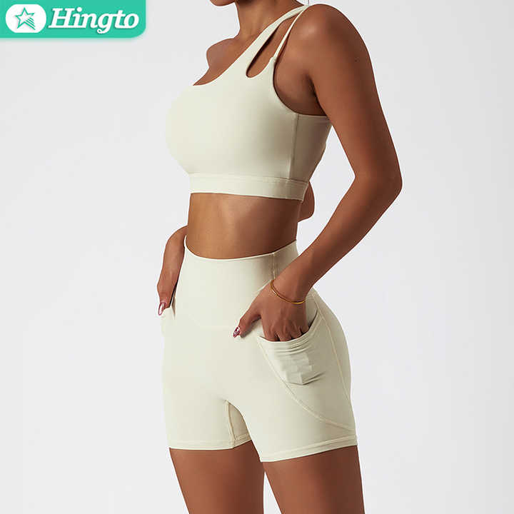 Soft Knit Yoga Shorts White Leggings and Sports Bra Yoga Clothing ...