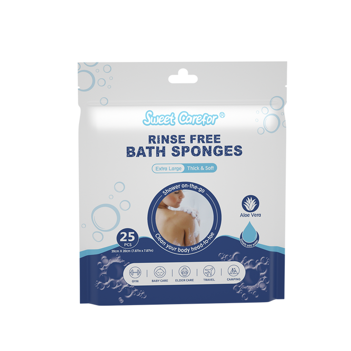 Sweet Carefor Rinse Free Sponge Bath Wipes - Extra Large