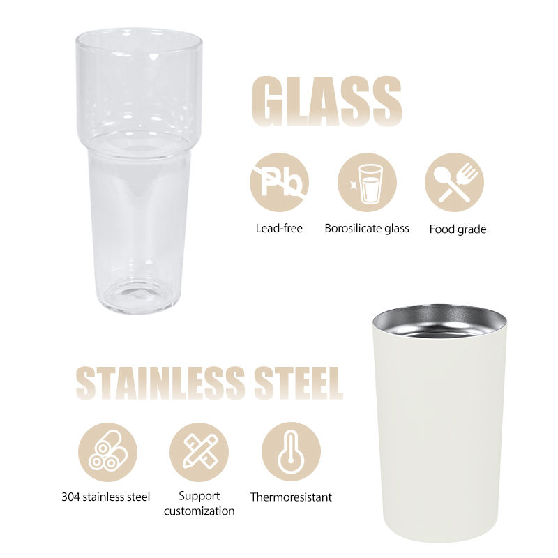 25oz Stainless Steel Glass Tumbler with Sport Lid and Straw Powder ...