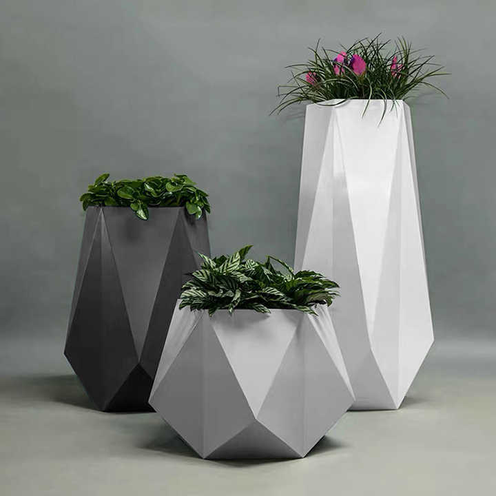 Modern Fiberglass Large Origami Standing Garden Decoration Flower ...