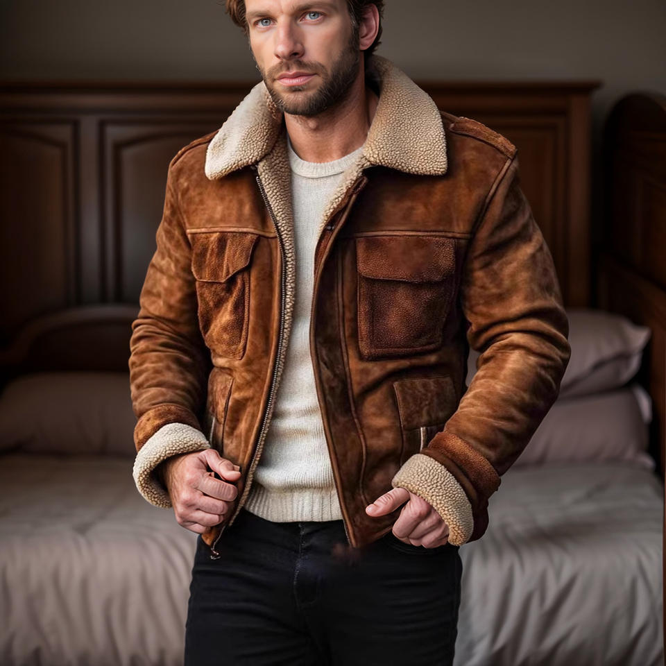 Men Jacket Boy Polyester Fiber Jacket Washed Coat Black Apparel Fashion ...
