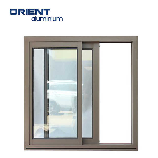 Anodized champagne Color Aluminum Sliding windows Double Leaf Glass ...