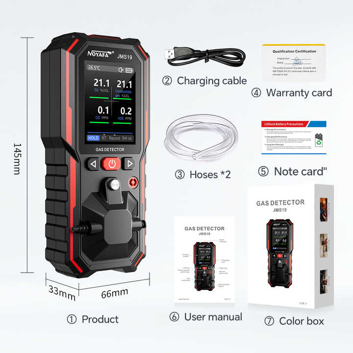 NOYAFA JMS19 Portable Handheld Gas Detector - 4 Gas Monitor