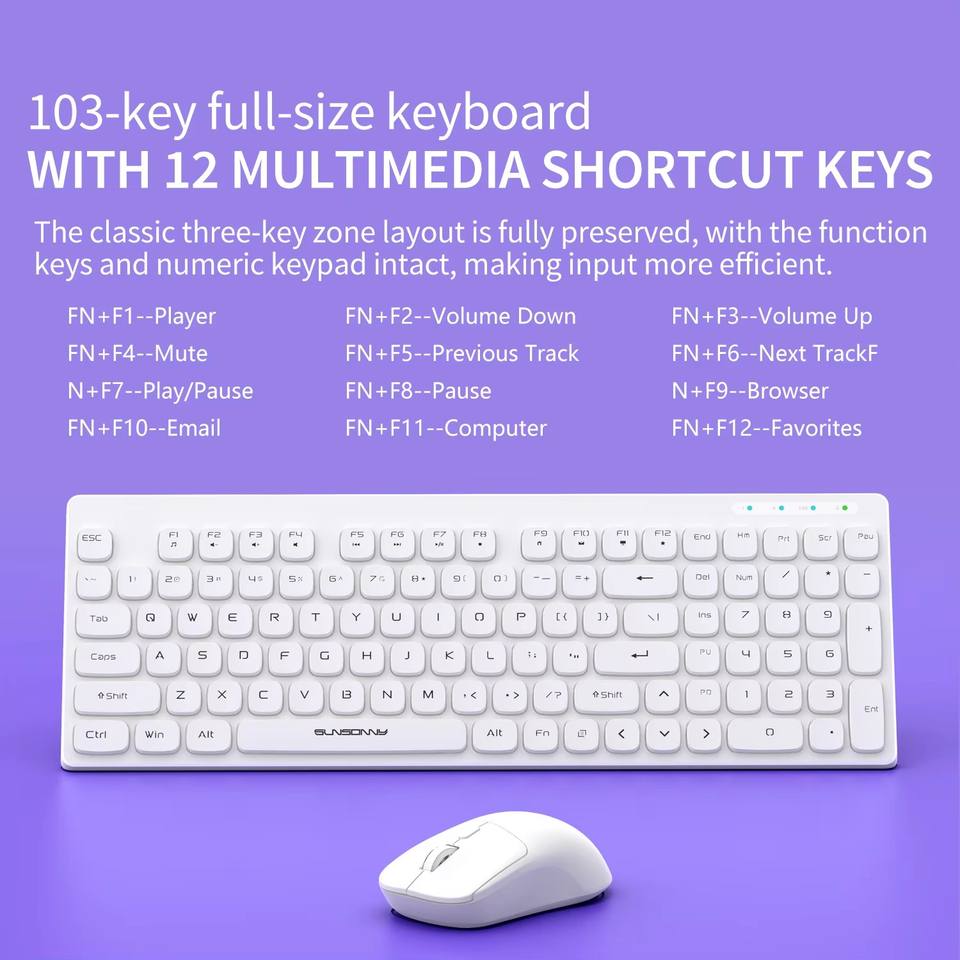 SUNSONNY Wireless Keyboard and Mouse Set for Silent Typing