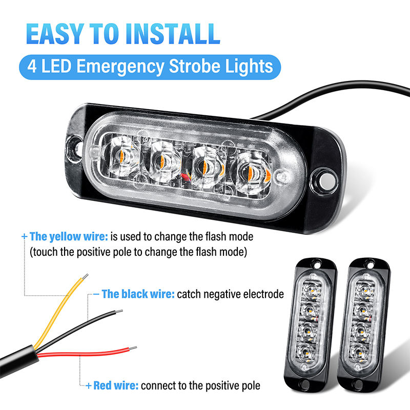 New 4 LED Emergency Strobe Light IP67 Waterproof 10-30V Flashing ...