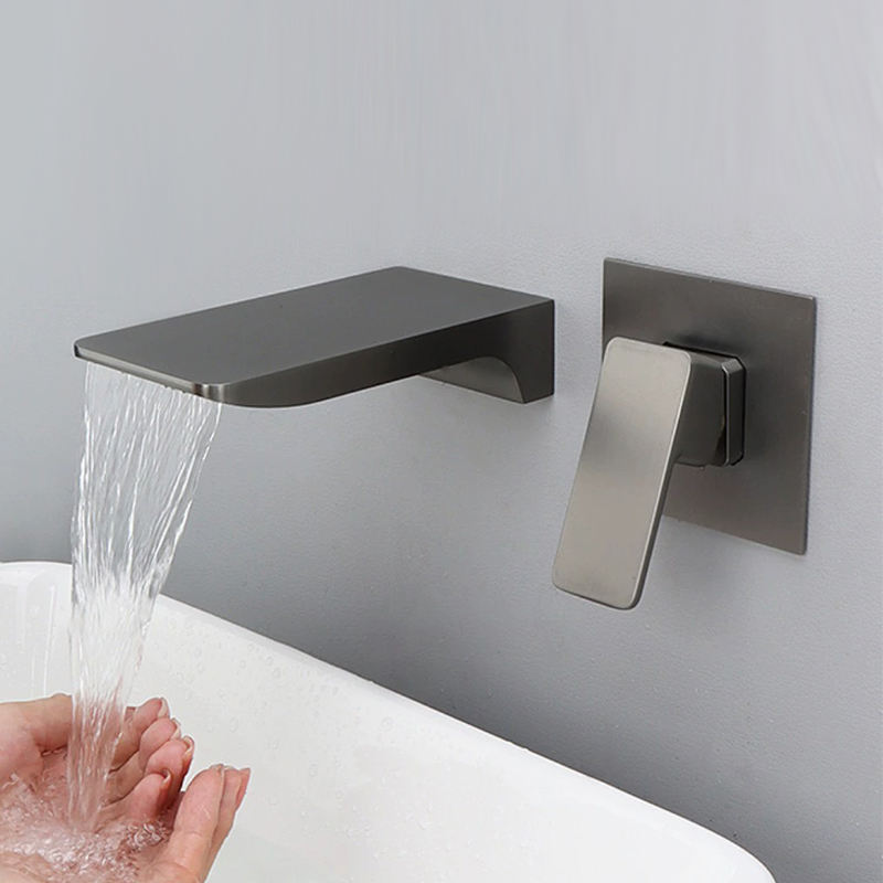 Hot Cold Waterfall Cascade Brass Mixer Tap Single Handle Brushed One ...