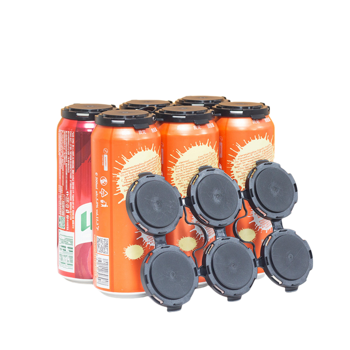 6-Pack PET Plastic Beer Can Carriers Cylinder Shape with 202 Dia Lids ...
