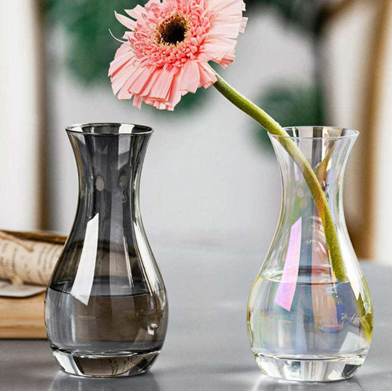 Minimalist Nordic Cafe Table Decor Clear Smoky Flower Glassware Mini ...