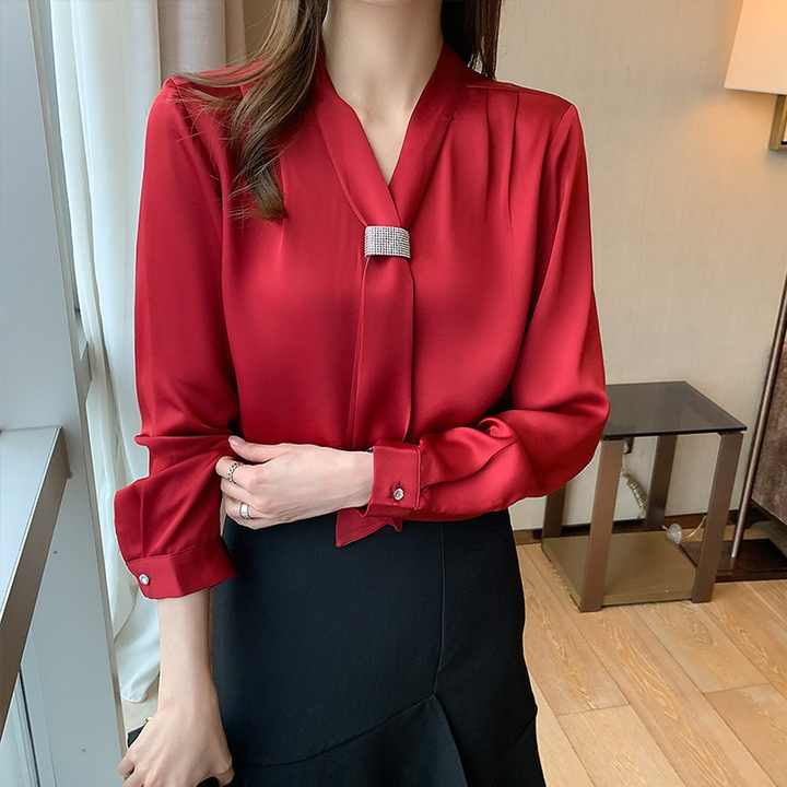 Shop Our Collection of Red Women Blouse Shirt Long Sleeve