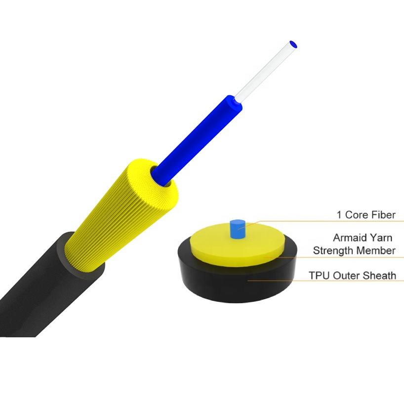 Eca Dca 1 Core Single Jacket FTTH Tight Buffer Round Drop Cable Fiber ...
