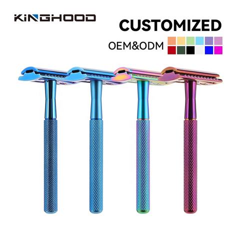 Mens Straight Metal Stainless Steel Double Edge Shaving Safety Razor ...