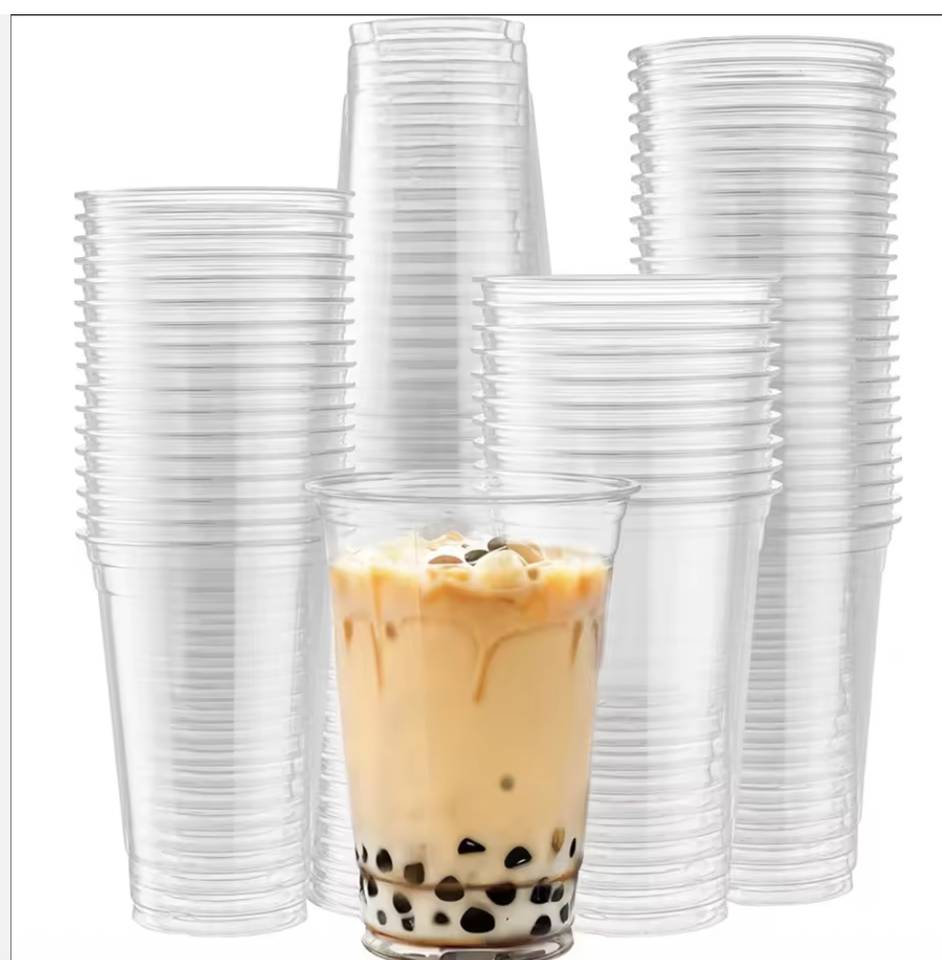 QianYi Transparent Disposable PE/PET Cups for Milk Tea & Coffee ...