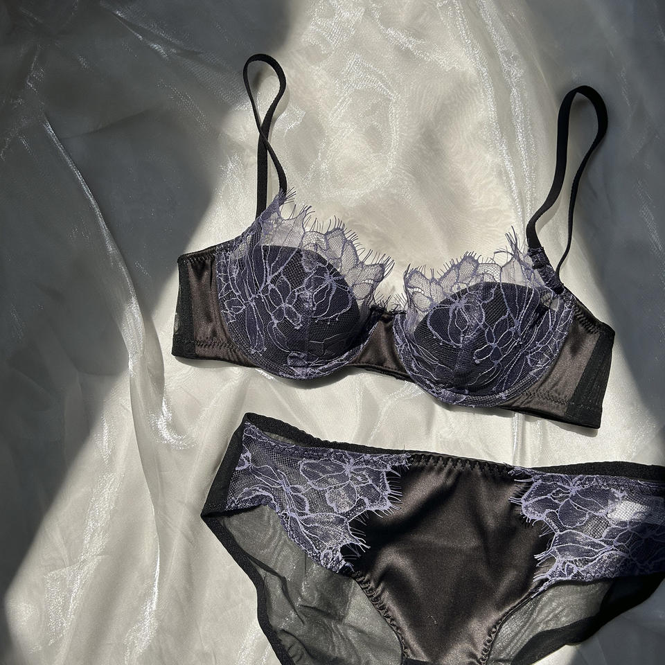 French Floral Lace Sexy Hollow Out Underwire Half Cup Women's Soft ...