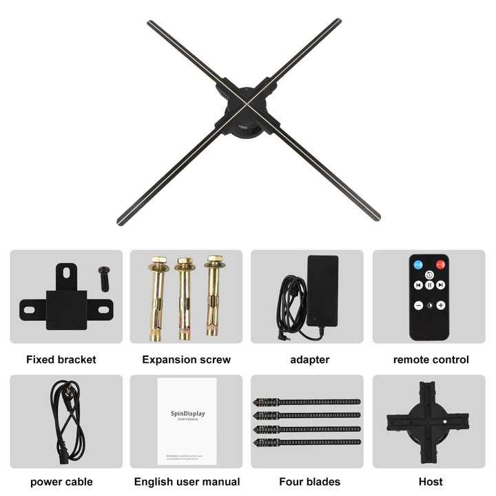 100cm Naked Eye 3D Hologram Fan Advertising Projector LED WiFi Sign Holographic Player Logo ...