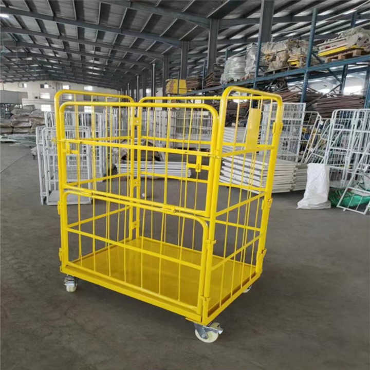 Large Steel Wire Mesh Transport Trolley Four-Wheel Roller Cage for ...