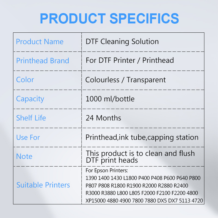 Unic Cleaning Liquid for DTF Film Printing Ink Solutions