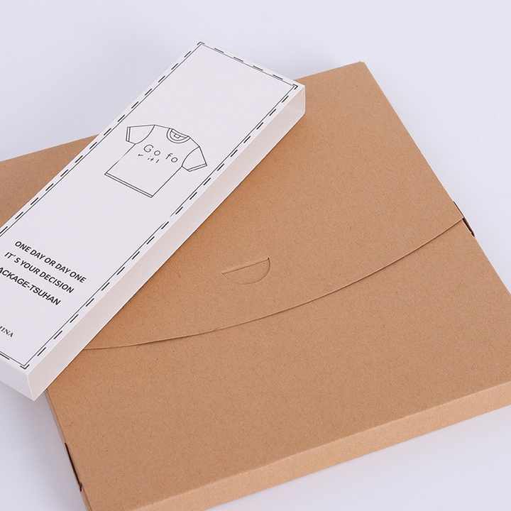 Custom Kraft Paper T-Shirt Envelope Box Packaging with Sleeve, OEM
