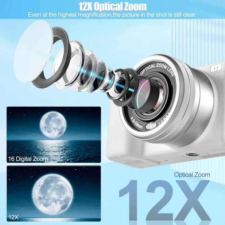 WiFi Cameras for Photography 12X Optical Zoom 4K Digital Cameras ...