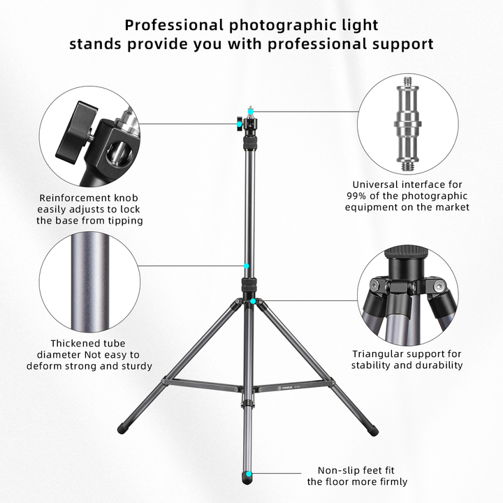 1.7m Aluminum Alloy Ring Light Tripod with Phone Stand LED Broadcast ...