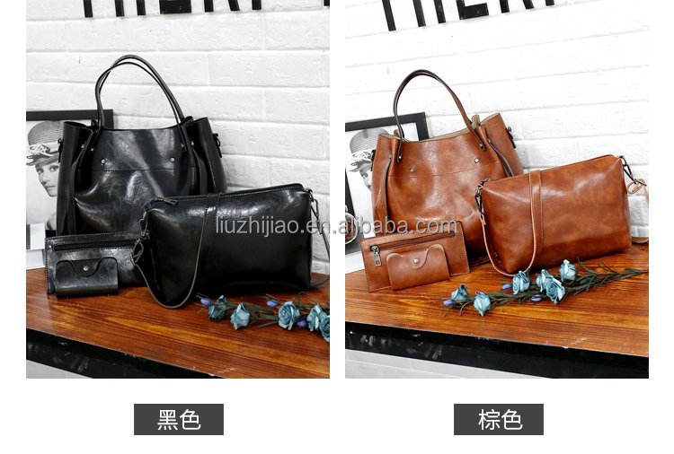 Bateli Women's 2025 Fashion PU Bucket Bag Set 4 Pieces Large Capacity ...