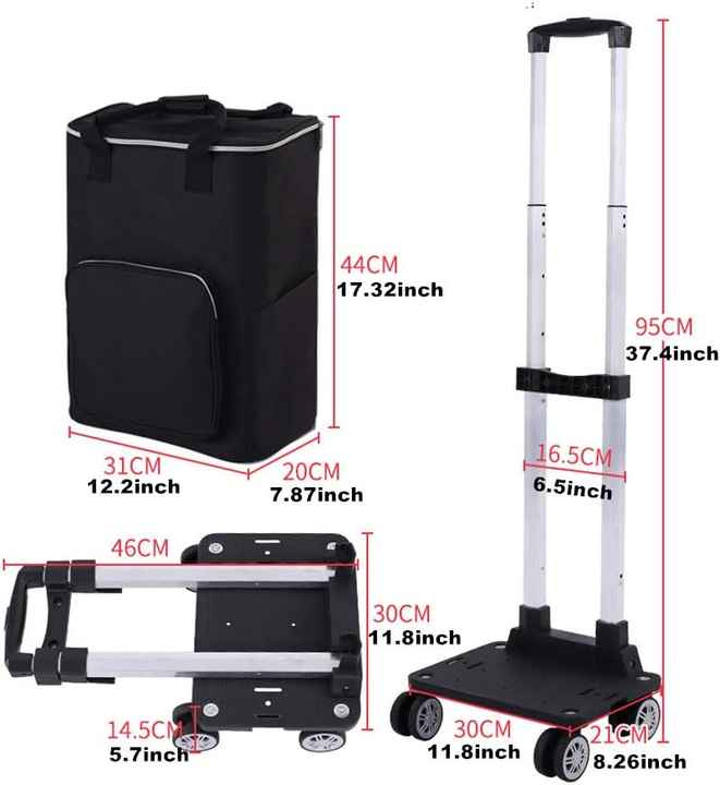 Folding Utility Shopping Cart with 4 Wheels & Waterproof Bag