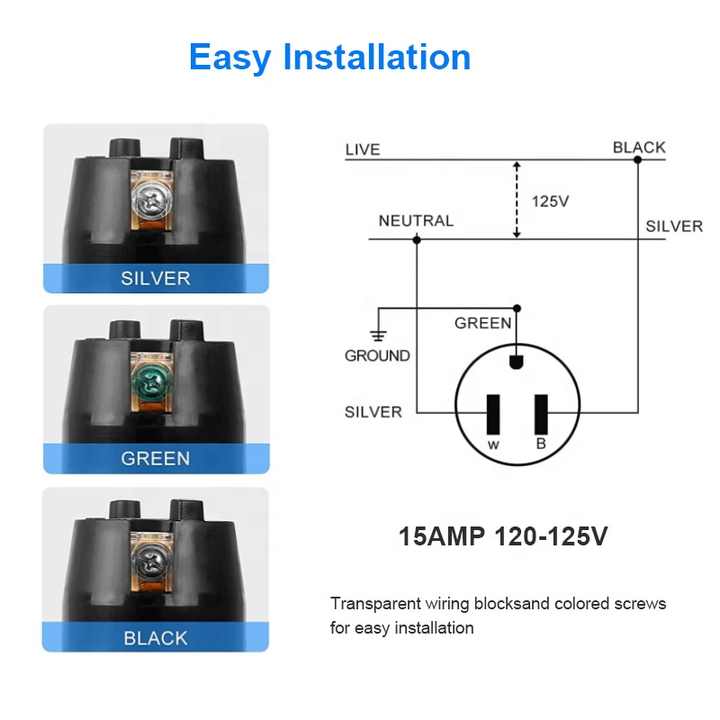 NEMA 5-15 15A 125V 3-Pin AC Inlet Plug - Flanged Recessed Male Socket ...