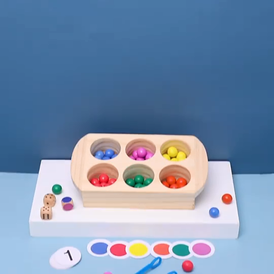 Montessori Color Sorting Game Kids Attention Training Clip Beads Game ...