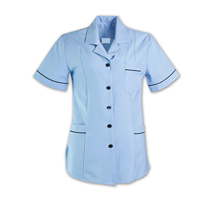 Black Cleaning Uniform - Housekeeping Tunic with White Trim