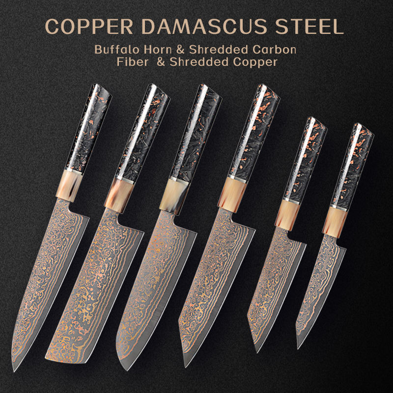 Konoll OEM ODM Luxury Copper Damascus Steel Japanese VG-10 Core Kitchen ...