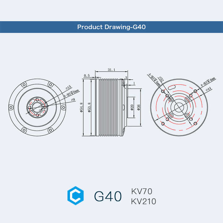 G40 70KV 210KV Motor CubeMars Motor with Advanced Electromagnetic ...
