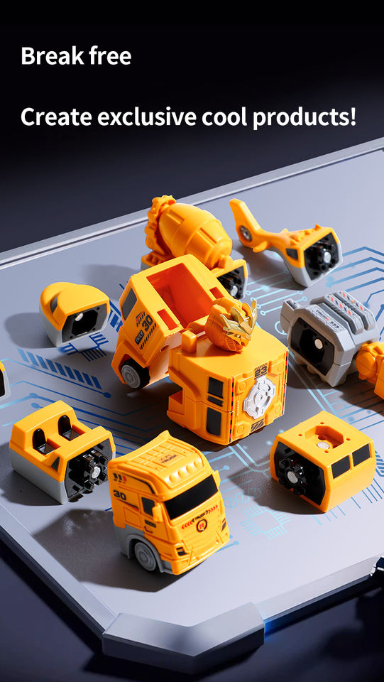 Magnetic Transform Engineering Robot Transforming DIY Toy Set 1:8 Scale ...