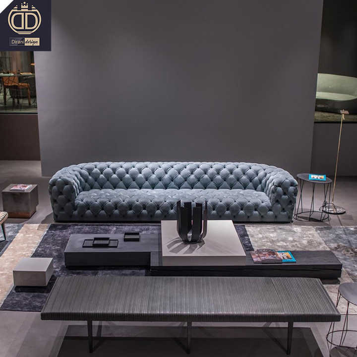 Baxter Home Furniture Designer Luxury Button Chester Moon Velvet Couch ...