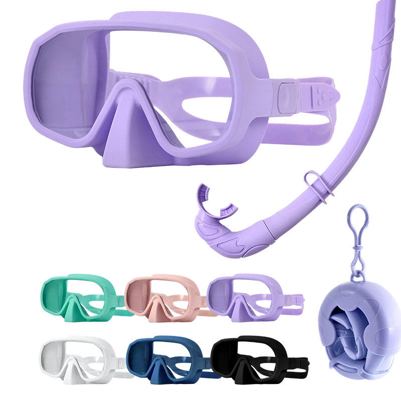 Tempered Glass Diving Goggles with Silicone Breathing Tubes and Wide ...
