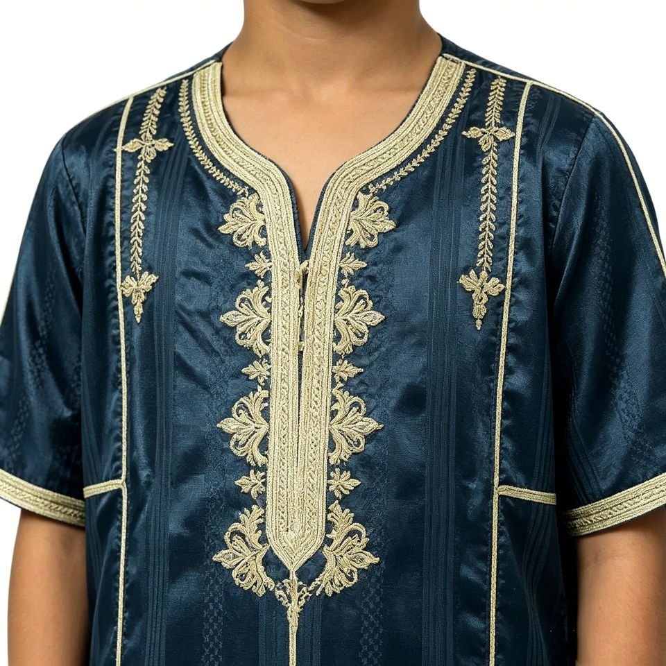 CCY African Boy Thobe Moroccan Kaftan Dress Gold Embroidery Muslim ...