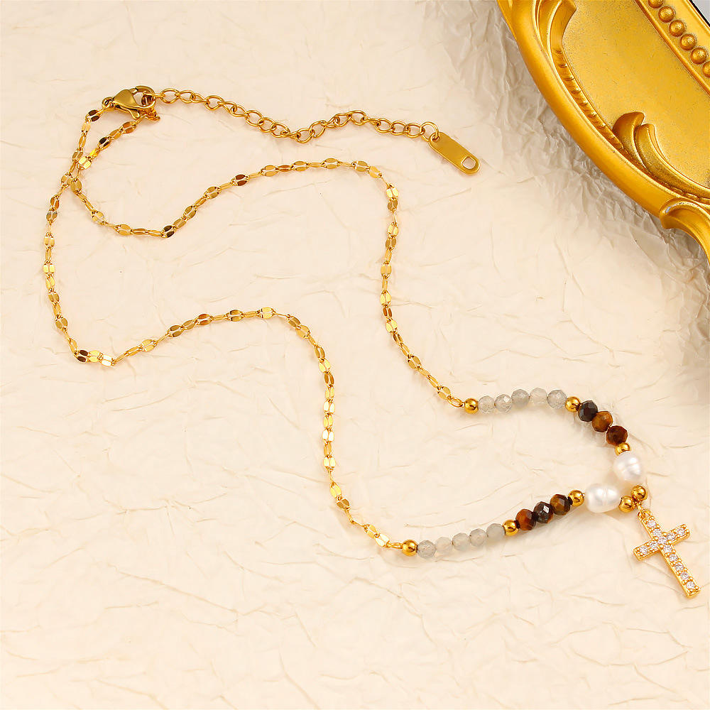 How to Choose a Beaded Necklace with Cross Colourful Pearl PVD