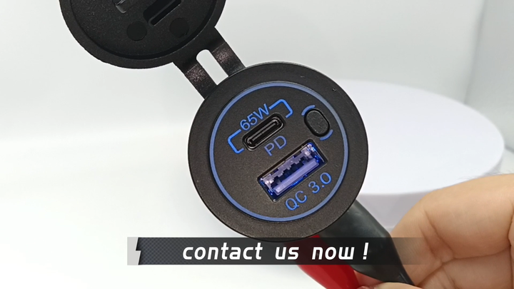 Car Charger 65W Type C PD 12V / 24V Led light QC3.0 Dual USB Socket for car Motorcycle Boat ...