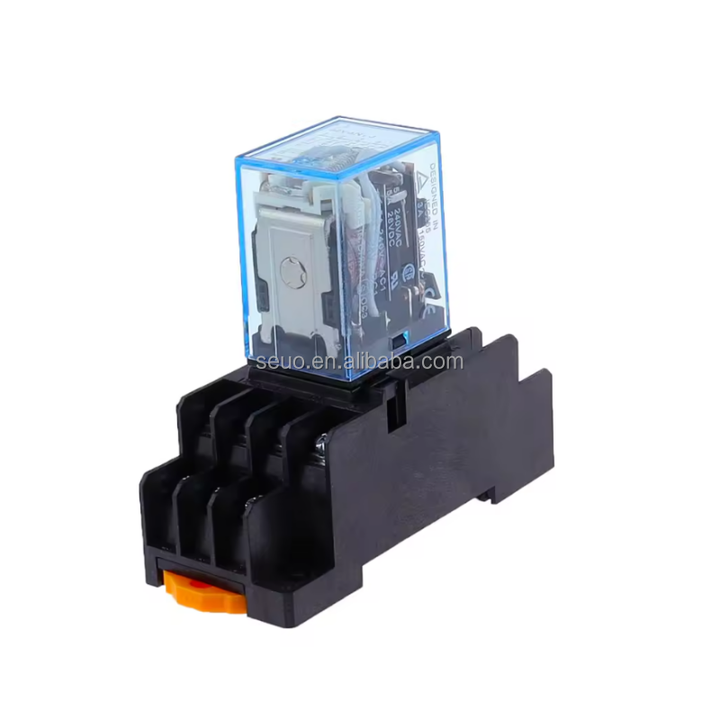 High Quality MY4NJ Mini Electromagnetic Relay DC12V DC24V AC110V AC220V Coil 4NO 4NC DIN Rail 14 ...